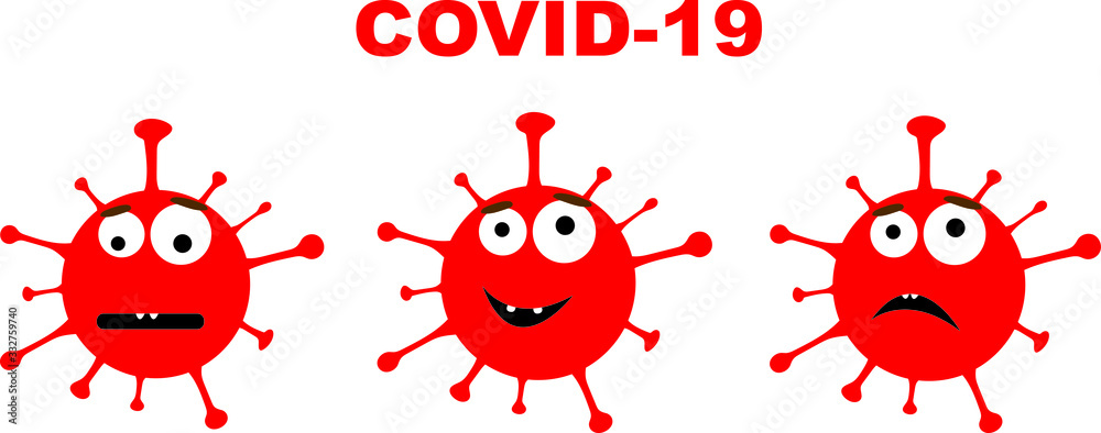 3 Emoji virus bacteria cells in white background, With Inscription ...