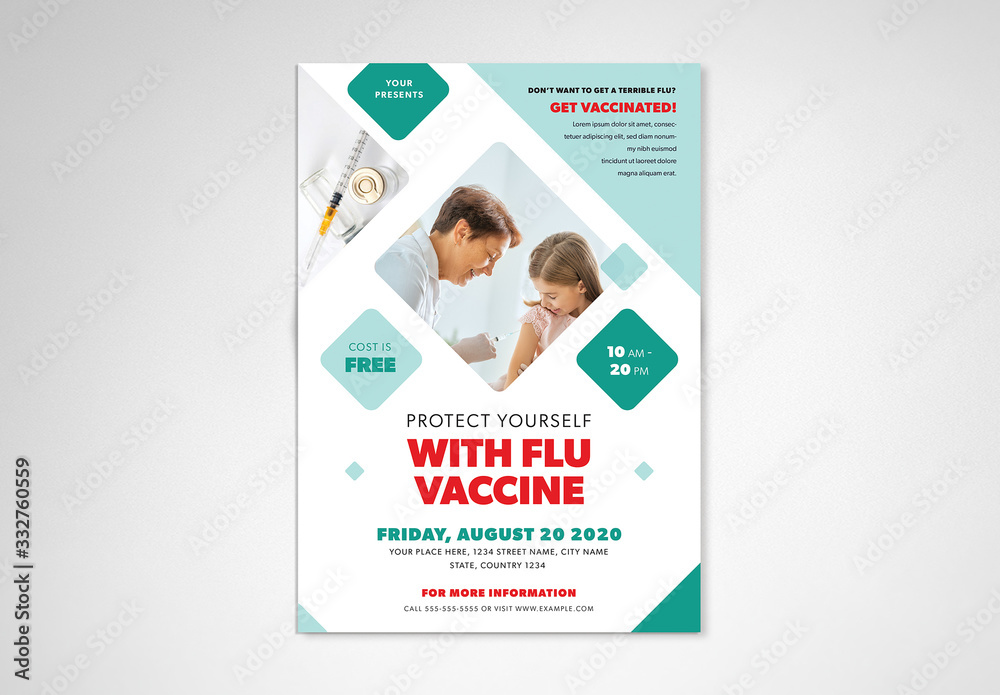Flu Shot Informational Flyer Layout Stock Template | Adobe Stock