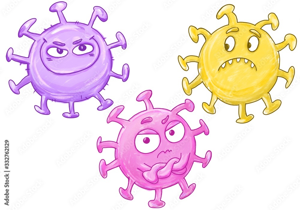 ภาพประกอบสต็อก Hand drawn funny cartoon illustration of a molecules of ...