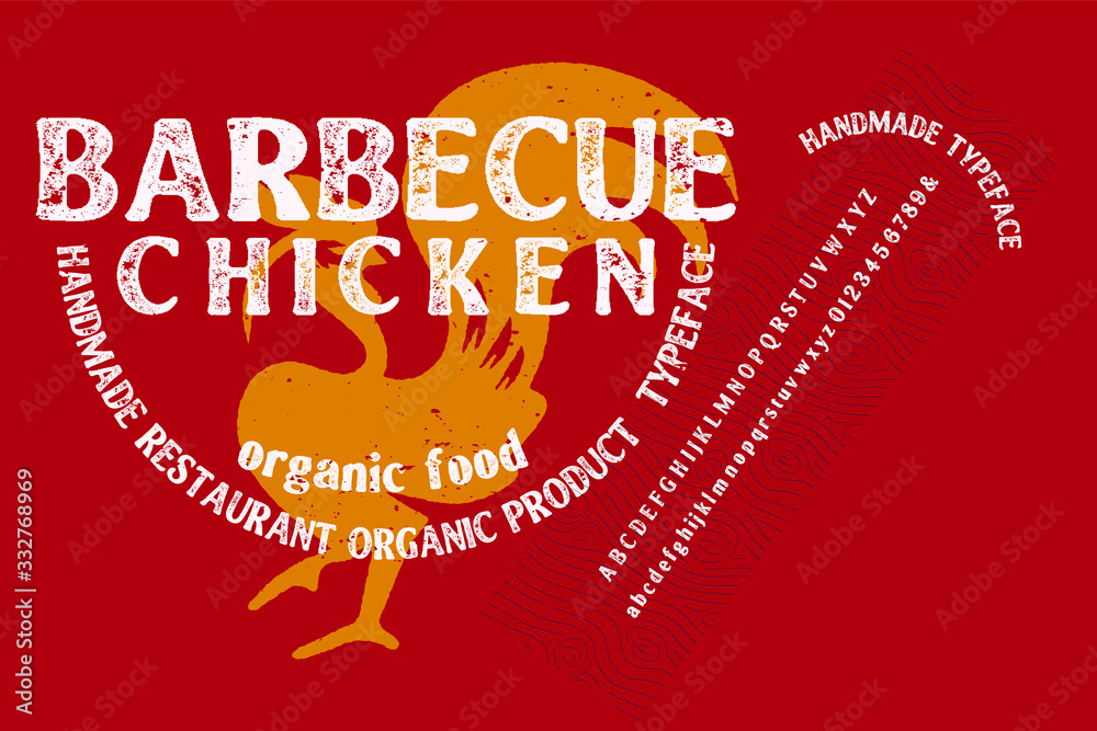 Hand drawn vintage retro font. Outdoor advertising of American Chicken ...