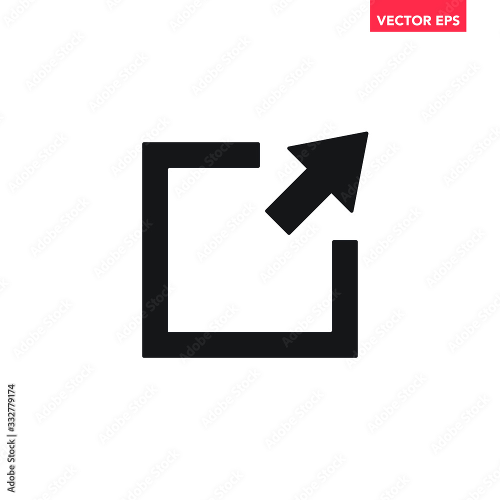 Black soil line share link social media with cube box icon, simple ...