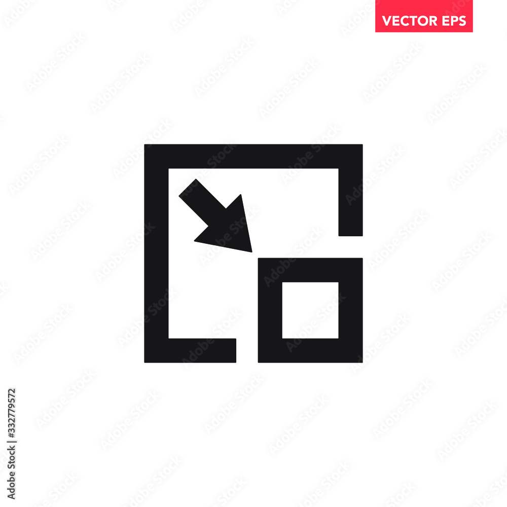 Black soil stroke minimize screen back to normal sizes icon, simple interface concept elements ...