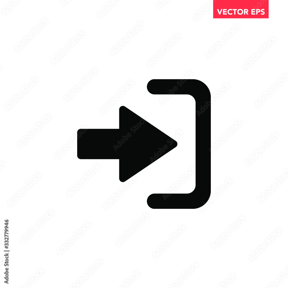 Black logoin entry arrow icon, sign in log in file share import export ...