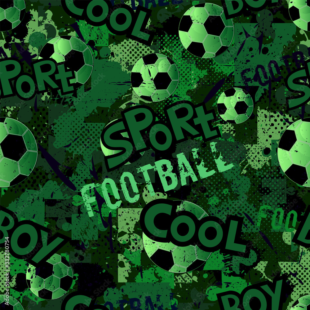 Abstract seamless football pattern for boys. Sport football pattern ...
