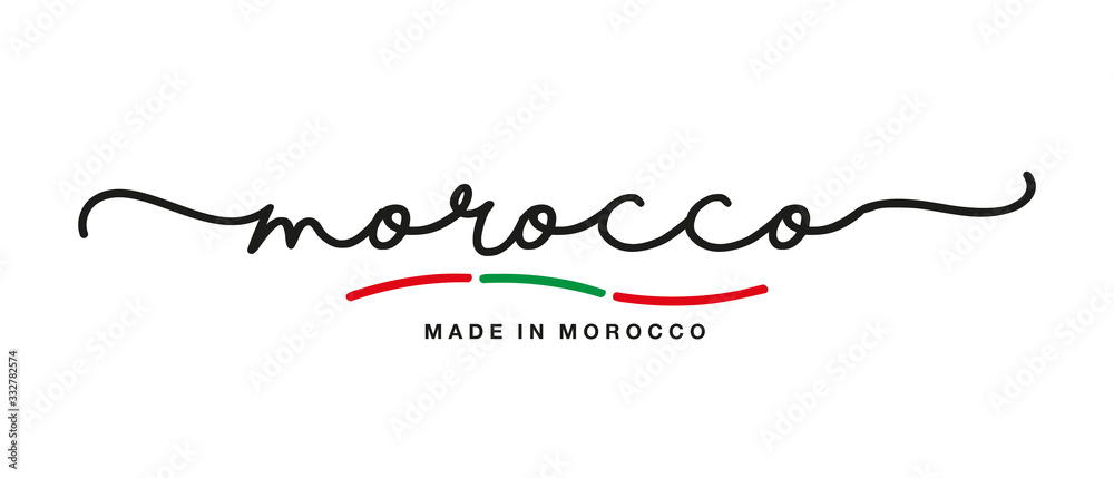 Made in Morocco handwritten calligraphic lettering logo sticker flag ...