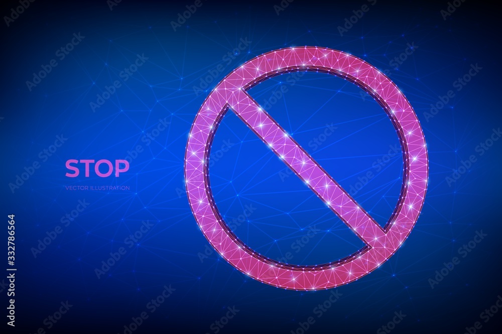 Prohibited icon. No sign empty crossed out circle. Low poly abstract ...