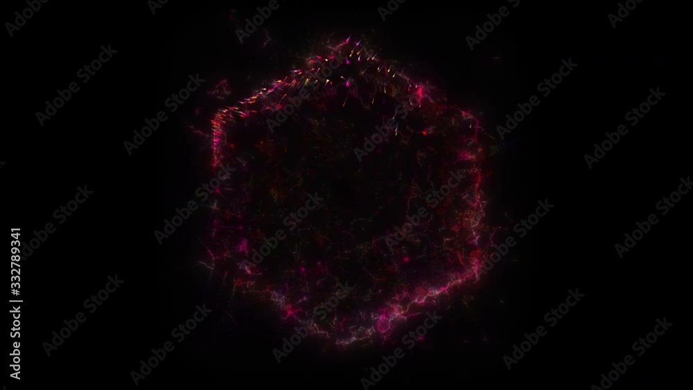 Seamless loop. Animation of a red hexagonal portal, consisting of ...