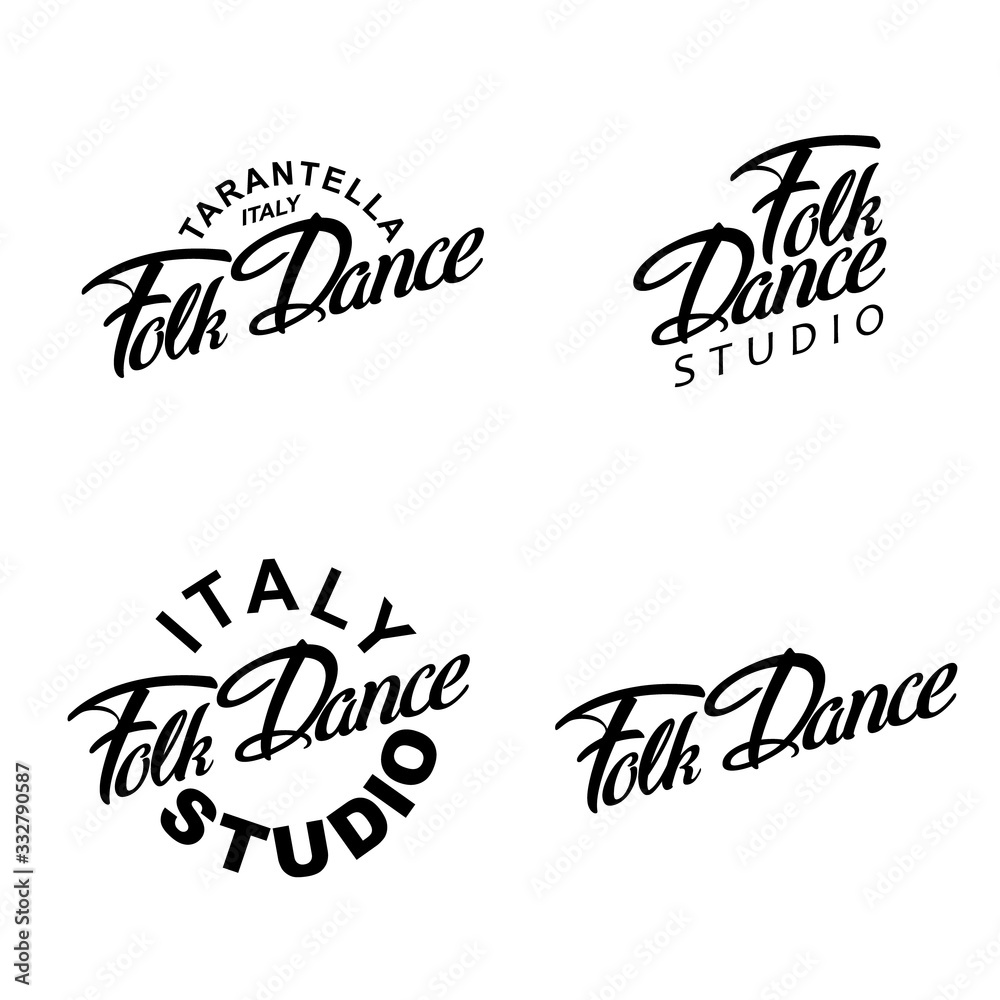 Italy Folk Dance Tarantella logotype icon concept set. Ballet studio ...