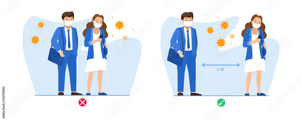 How to reduce the spread of the virus Covid 19 Man and woman stand ...