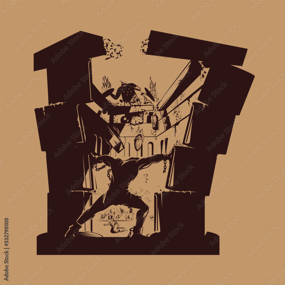 Samson Poster Illustration full figure Stock Vector | Adobe Stock