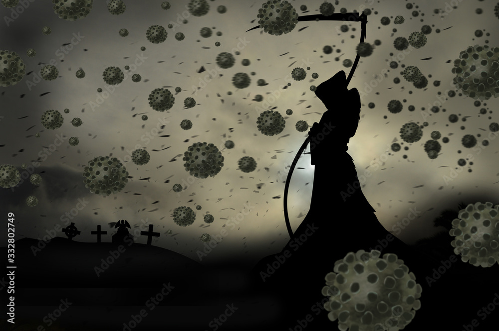 grim reaper watching virus attack Stock Illustration | Adobe Stock