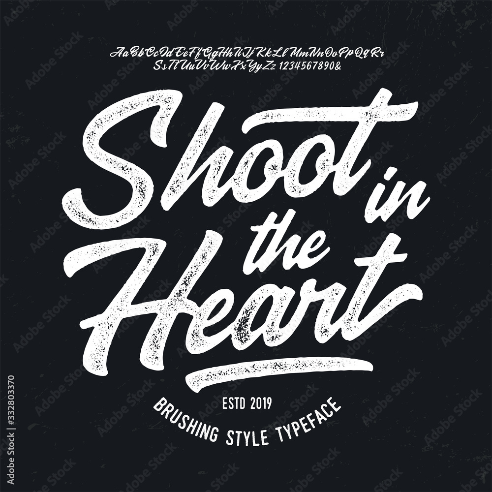 "Shoot in the Heart". Original Brush Script Font. Retro Typeface ...