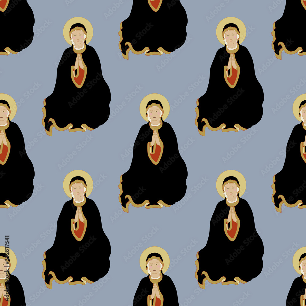 Seamless pattern with images of Virgin Mary. Christian religious symbol ...