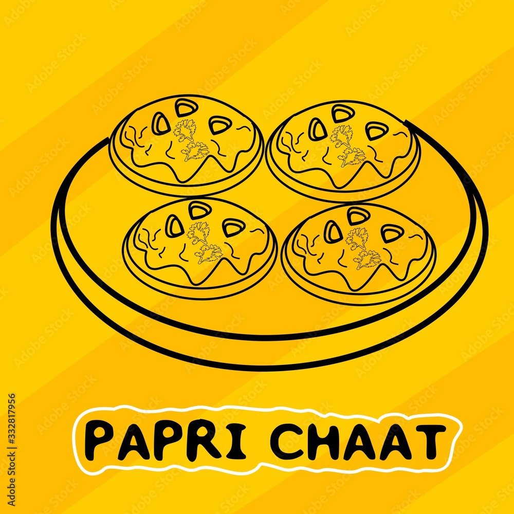 Indian Chaat Papri chaat line drawing Vector Stock Vector | Adobe Stock