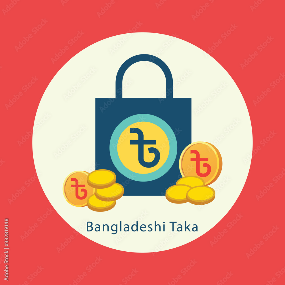 Bangladeshi Taka Money bag icon Stock Vector | Adobe Stock
