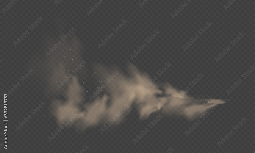 Dust cloud, sand storm, powder spray on transparent background. Desert ...