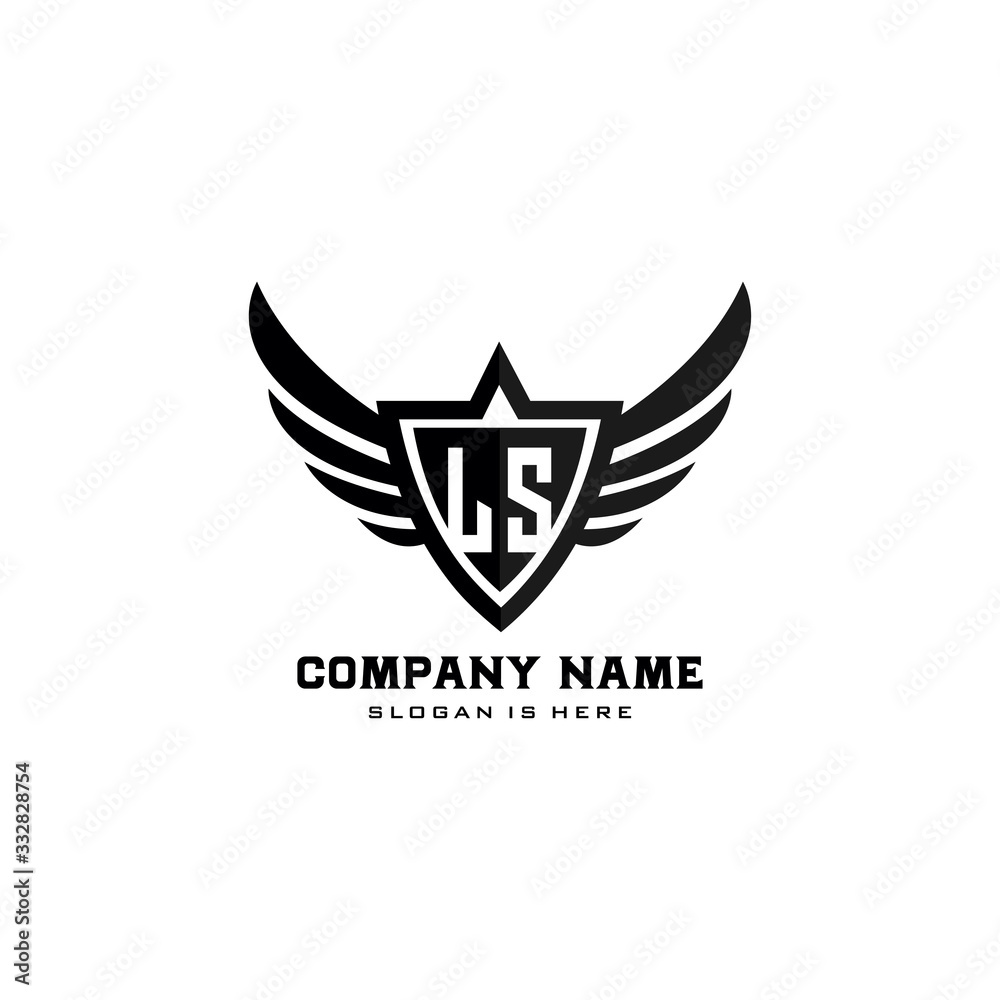 Initial letters LS shield shape black monogram logo vector Stock Vector ...