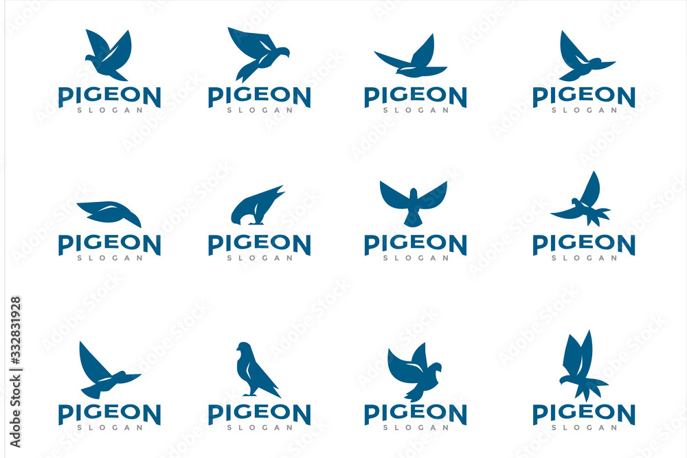 pigeon bird logo icon pack Stock Vector | Adobe Stock