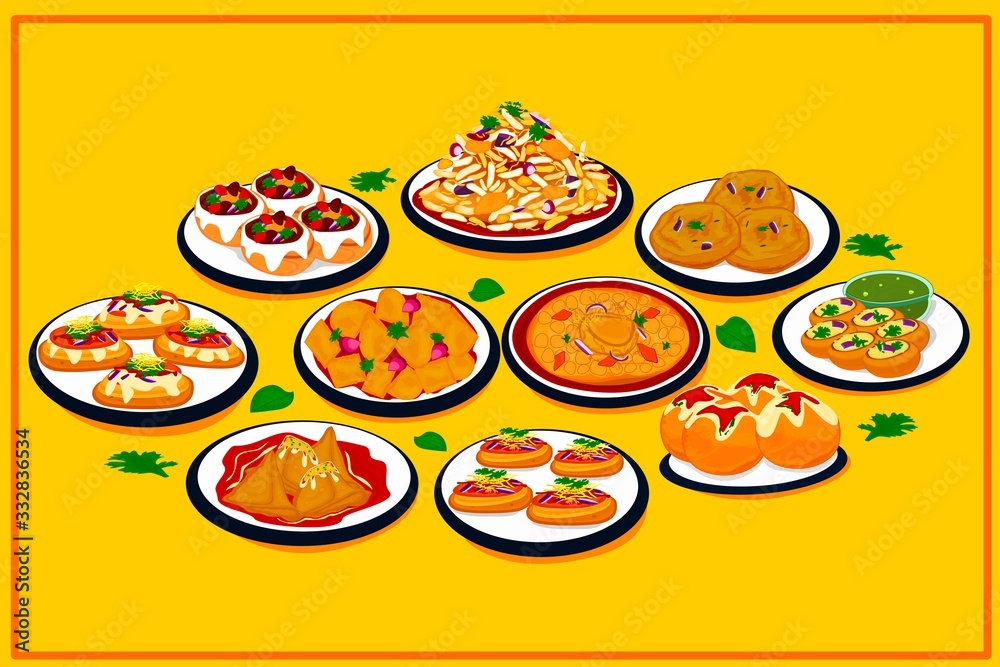 Indian Chaat Pani Puri,Sev Puri,Dahi Puri,Bhel Puri,Aloo Chaat,Ragda ...