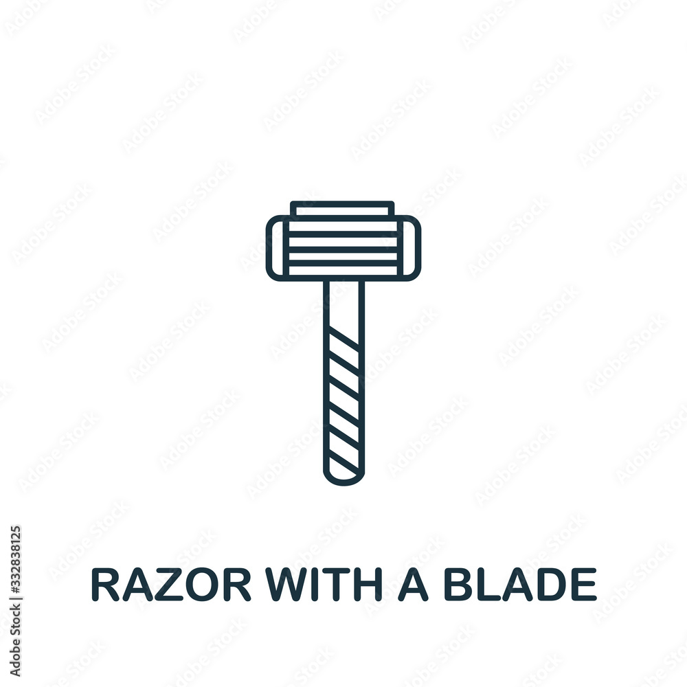Razor With A Blade icon from barber shop collection. Simple line ...