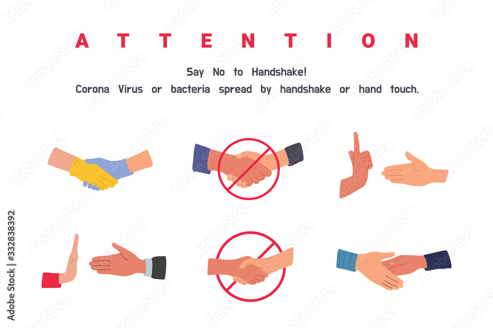 No handshake. Do not contact. Precautions and prevention of coronavirus ...