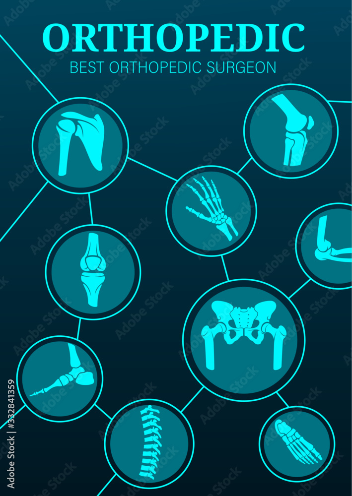 Orthopedic surgery and hematology clinic, vector poster. Orthopedics ...