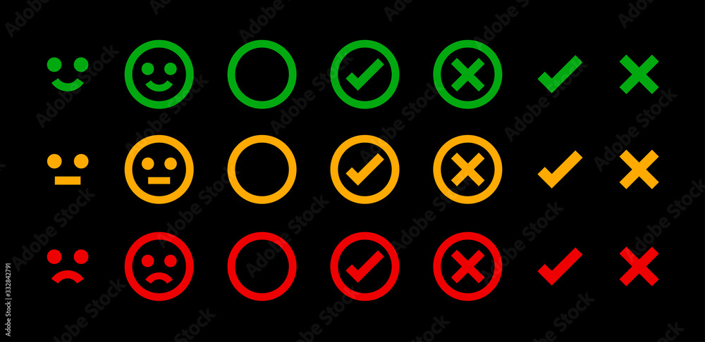 icon emotions face, emotional symbol and approval check sign button ...