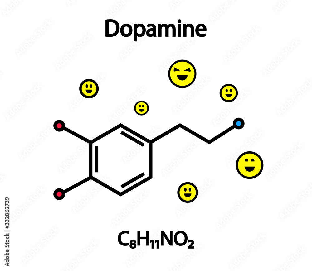 The chemical formula of dopamine. Symbol. Vector illustration. Stock ...