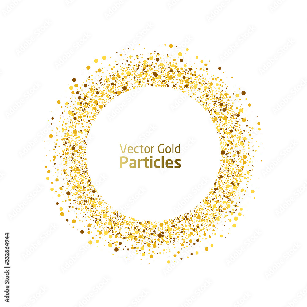 Vector eps 10 golden particles. Glowing abstract gold particle in ...