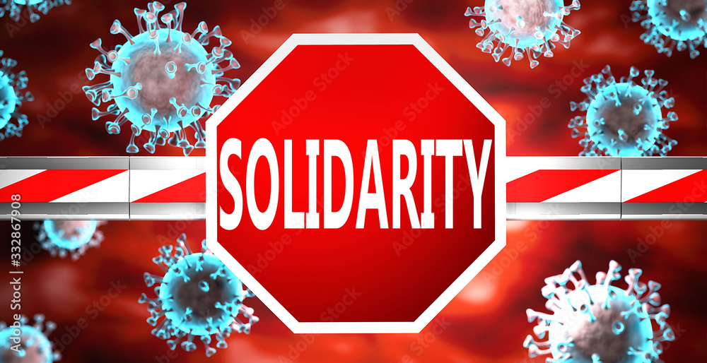 Ilustração do Stock: Solidarity and coronavirus, symbolized by a stop ...
