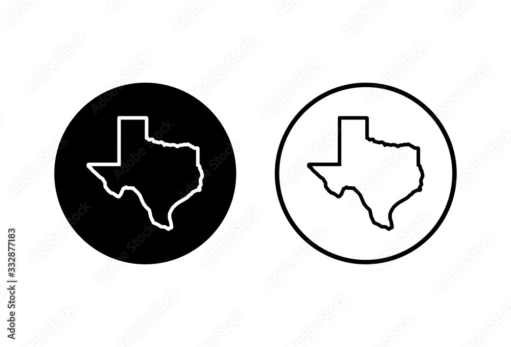 Texas map icons set on white background. Texas map icon. Texas symbol ...