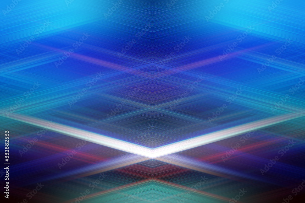 Bright intercrossing arrow shaped rays of light forming complex ...