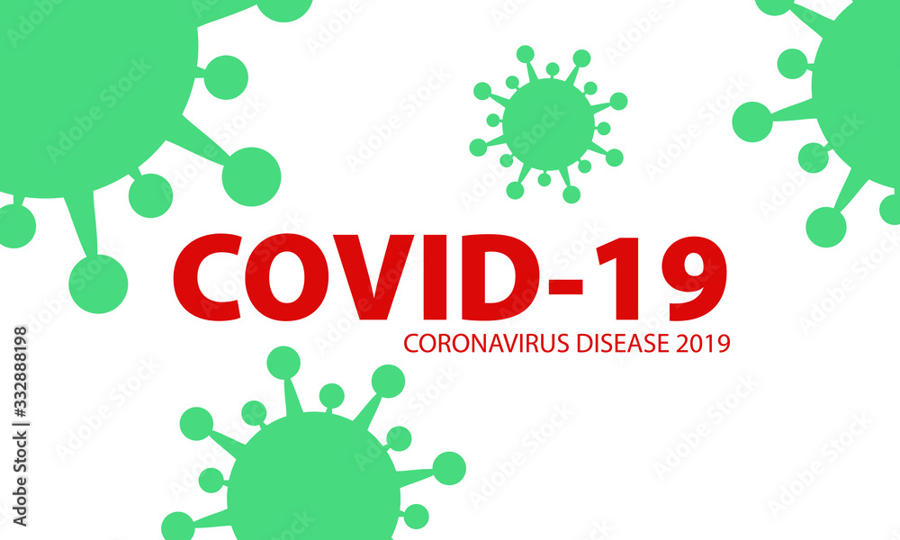 covid-19 - virus symbol with inscription (red, green and white vector ...