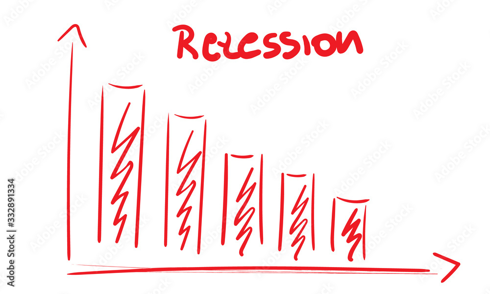 Rezession Diagramm Wirtschaft Krise Schaubild Grafik Zeichnung Stock ...