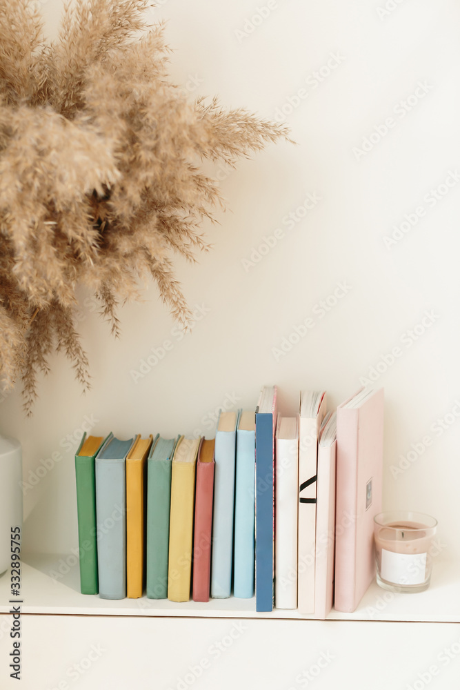 Row of books, white background, free copy space Vintage old hardback ...
