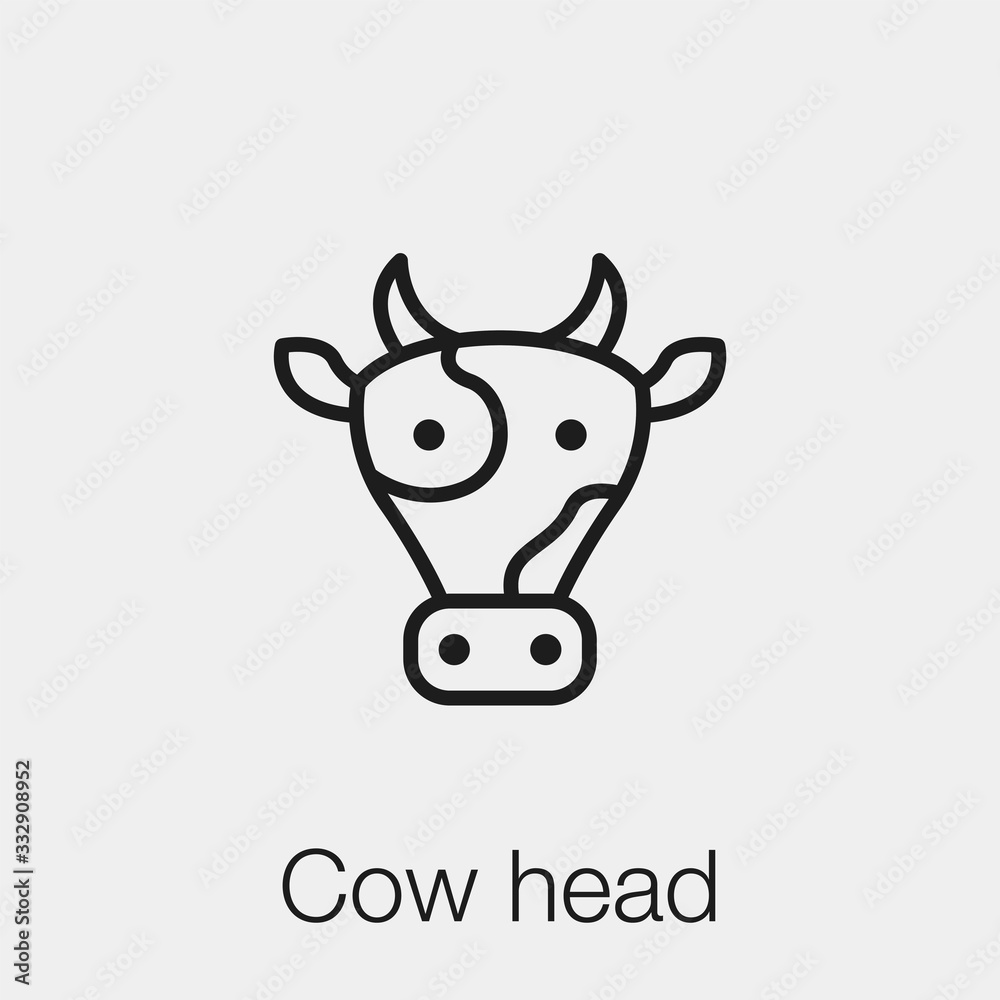 cow head icon vector. Linear style sign for mobile concept and web ...