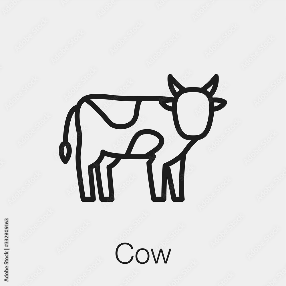 cow icon vector. Linear style sign for mobile concept and web design ...