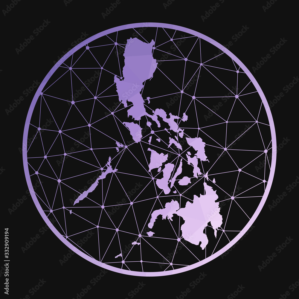 Philippines icon. Vector polygonal map of the country. Philippines icon ...