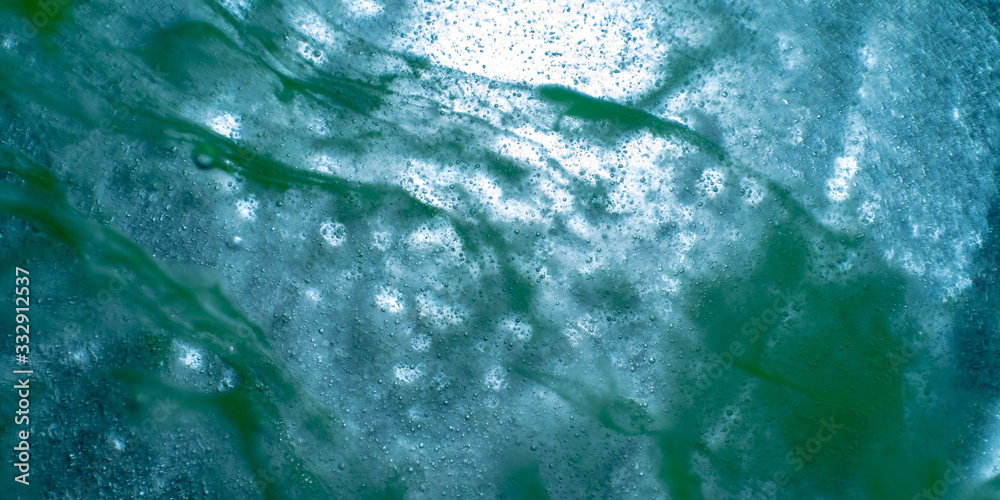 abstract blue background of water bubbles. turquoise colors, liquid ...