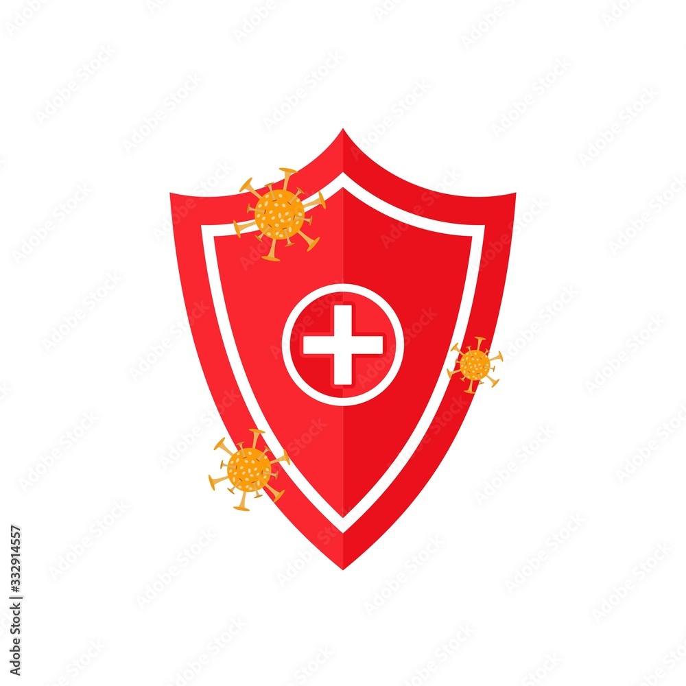 Red Shield With White Cross Logo