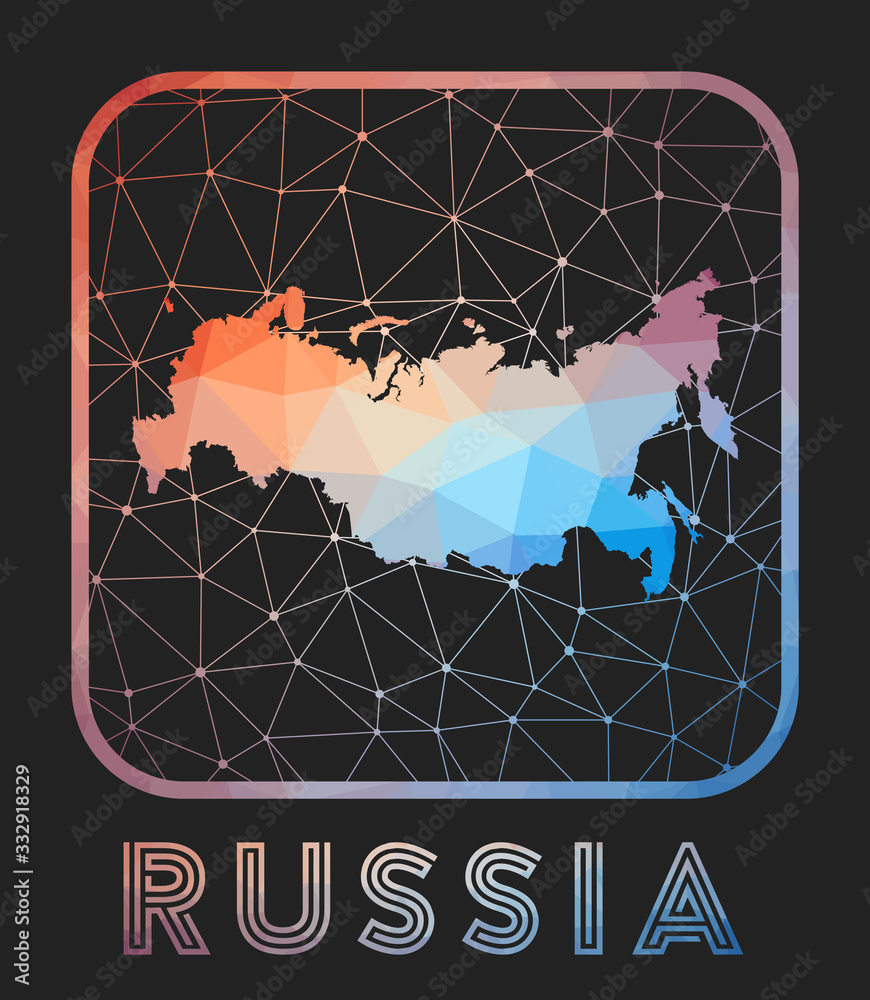 Russia map design. Vector low poly map of the country. Russia icon in ...
