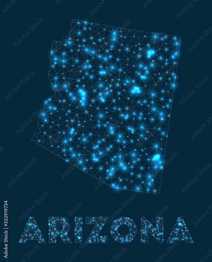 Arizona network map. Abstract geometric map of the us state. Internet ...
