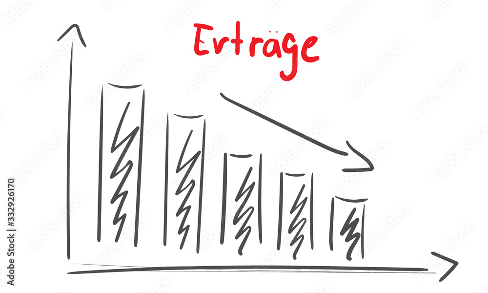 Erträge sinken Verlust Diagramm Zeichnung Abbildung Ertrag Stock Vector ...