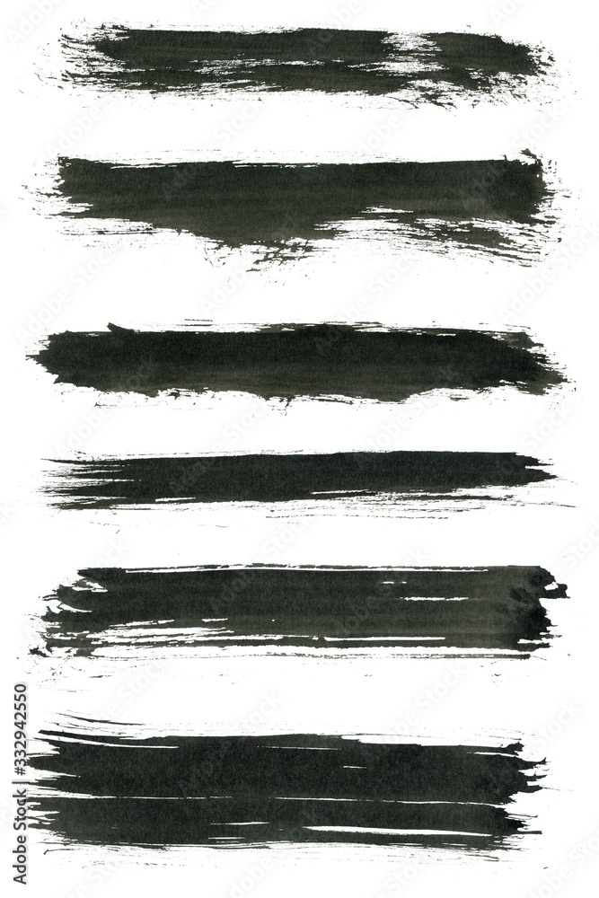 Brush paint strokes. Texture brushes and modern grunge brush lines. Ink ...