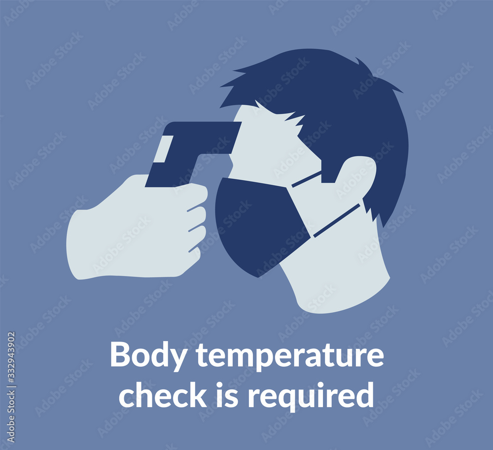 Simple Flat Illustration Showing Body Temperature Check Sign During ...