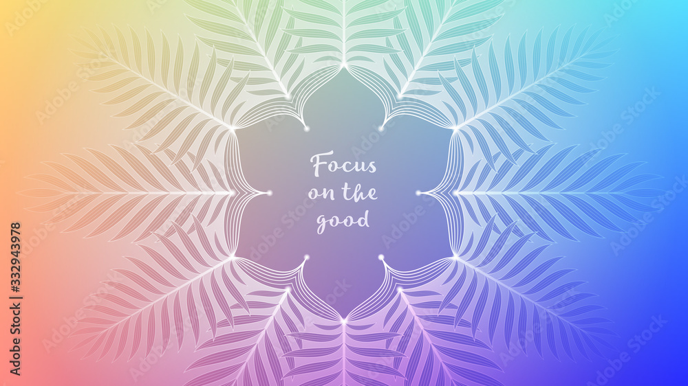 Gradient background with plants, lotus and inspiration phrase ...