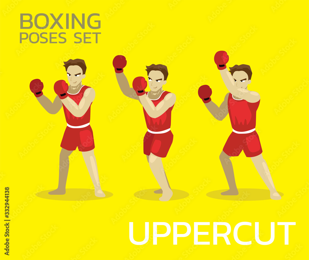 Uppercut Manga Boxing Poses Set Man Cartoon Vector Illustration Stock Vector | Adobe Stock