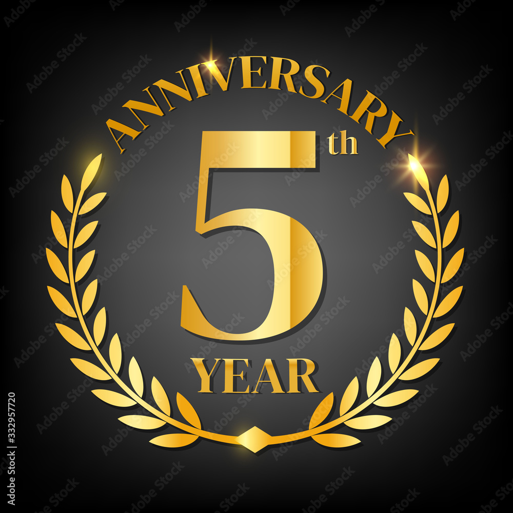 5th golden anniversary logo Stock Vector | Adobe Stock