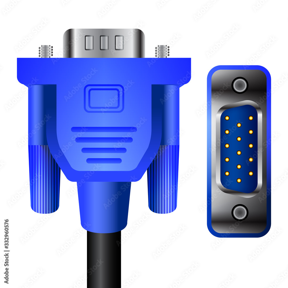 VGA cable display with top and front connector Stock Vector | Adobe Stock
