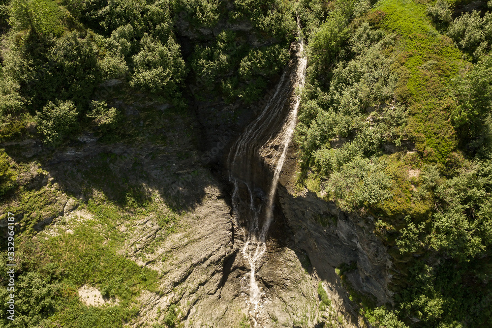 Aerial view of brook with waterfall in the French Alps Stock Photo ...